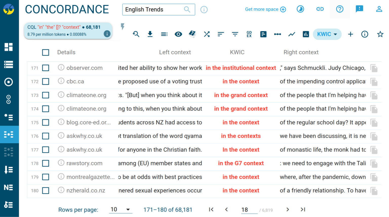 Concordance - most powerful corpus search | Sketch Engine
