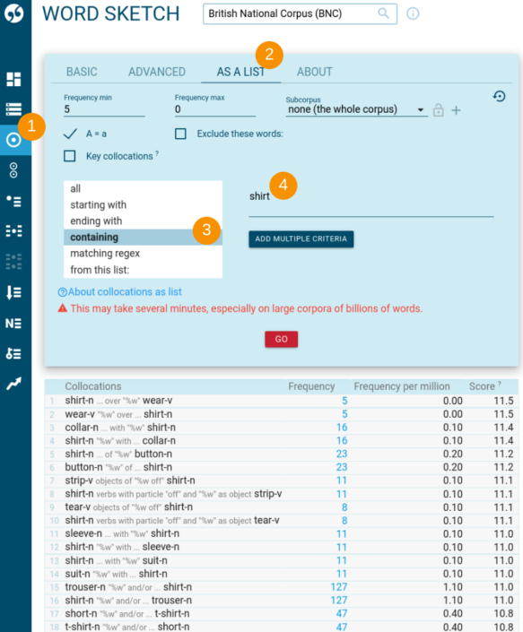 Word sketch - collocations and word combinations | Sketch Engine
